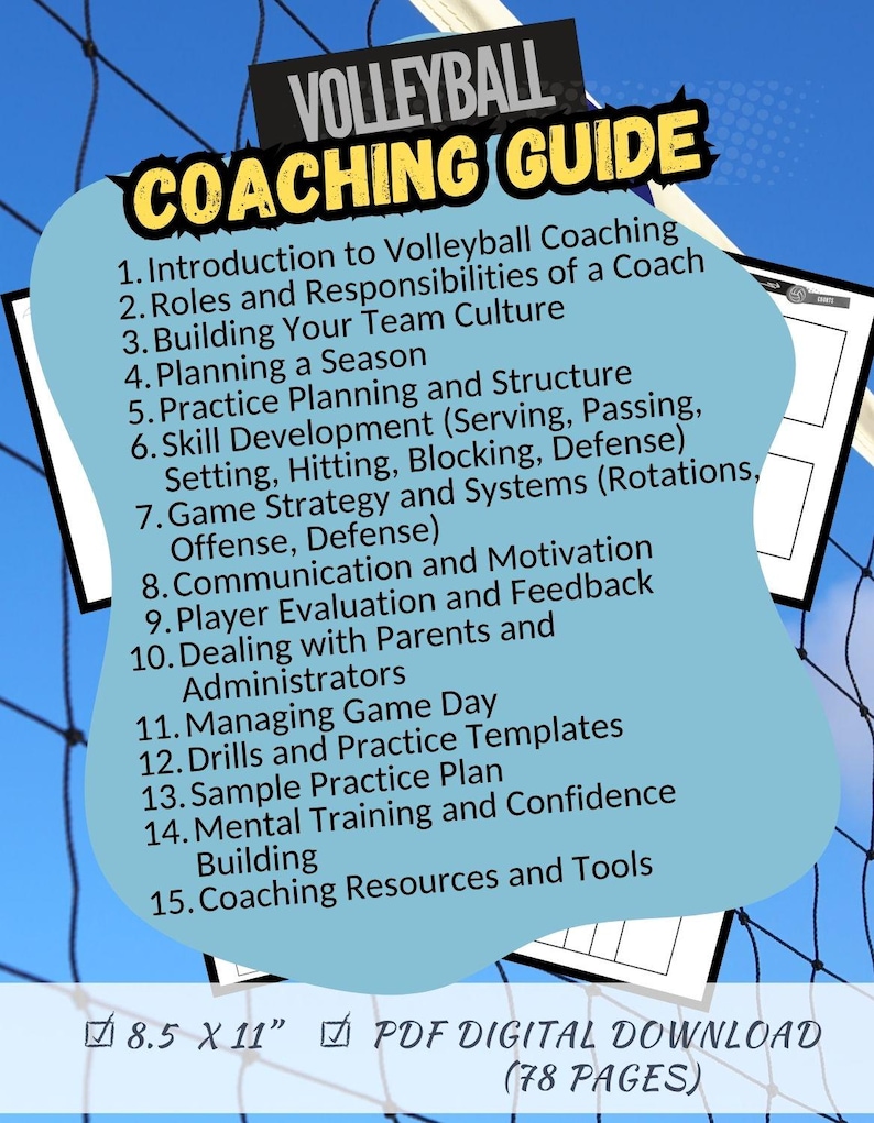 Volleyball Coaching Guide PDF | Printable Coach Handbook | Drills ...