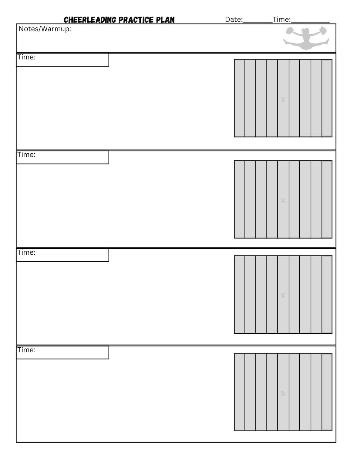Cheerleading Practice Plan Sheets 8.5x11" | 2 Digital Downloads | Cheer ...