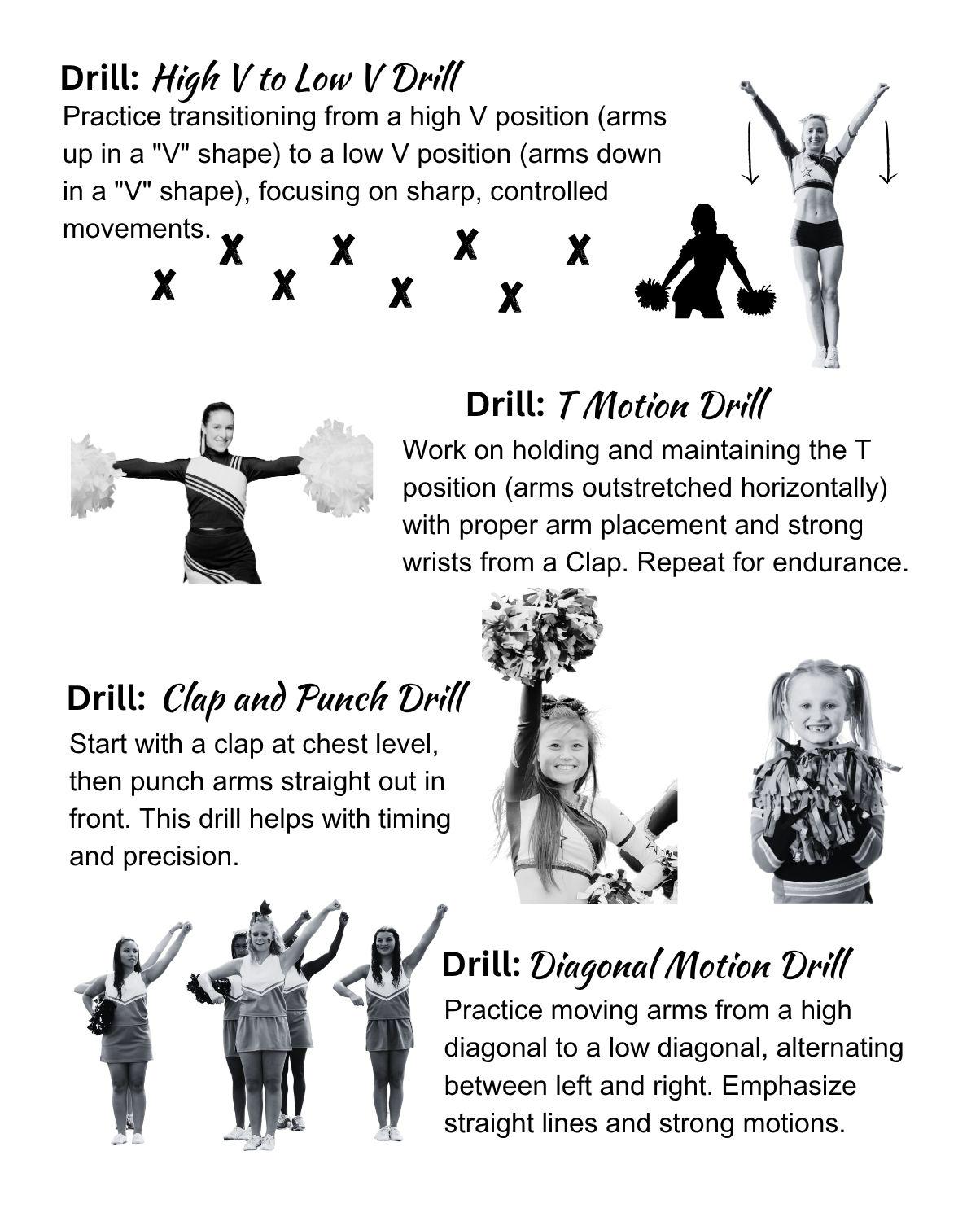 Cheerleading Drills Sheets 8.5 X 11" | 63 Pdf Digital Downloads | Jumps ...