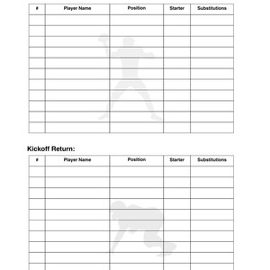 Football Position and Line up Sheets 8.5x11" | 4 Digital Downloads ...