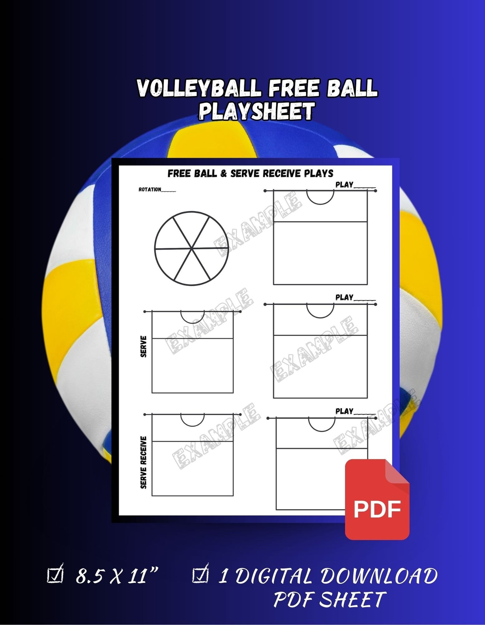 Volleyball Free Ball Play Sheet 8.5x11" | Digital Download | Volleyball ...