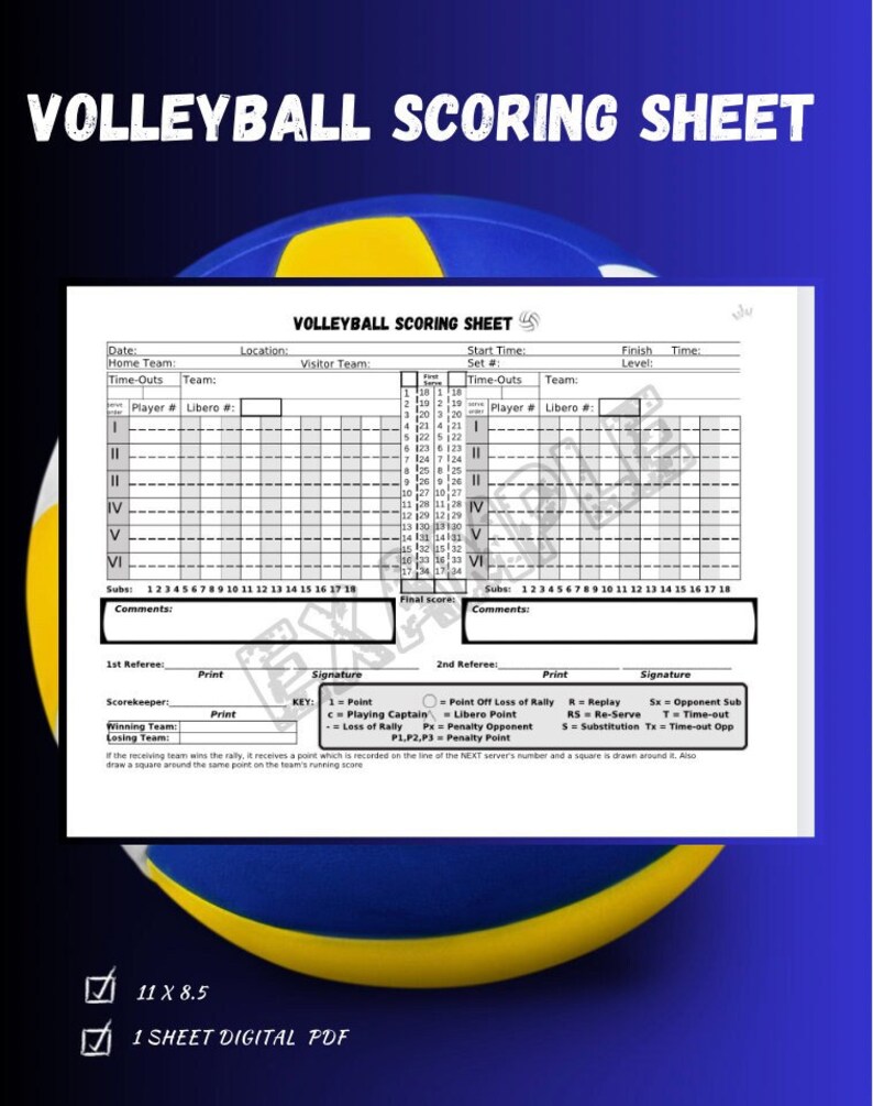 Volleyball Scoring Sheet for Volleyball Coach 11x8.5 - Etsy
