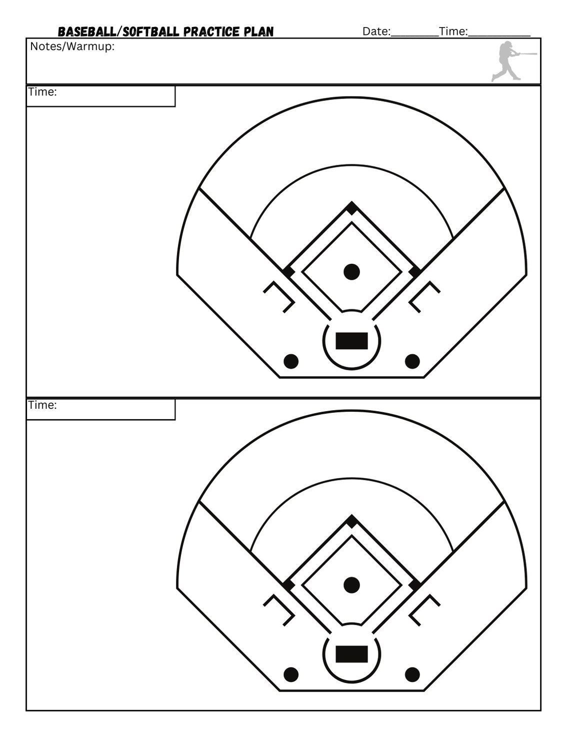 Baseball Softball Practice Plan Sheets 8.5x11" | 2 Digital Downloads ...