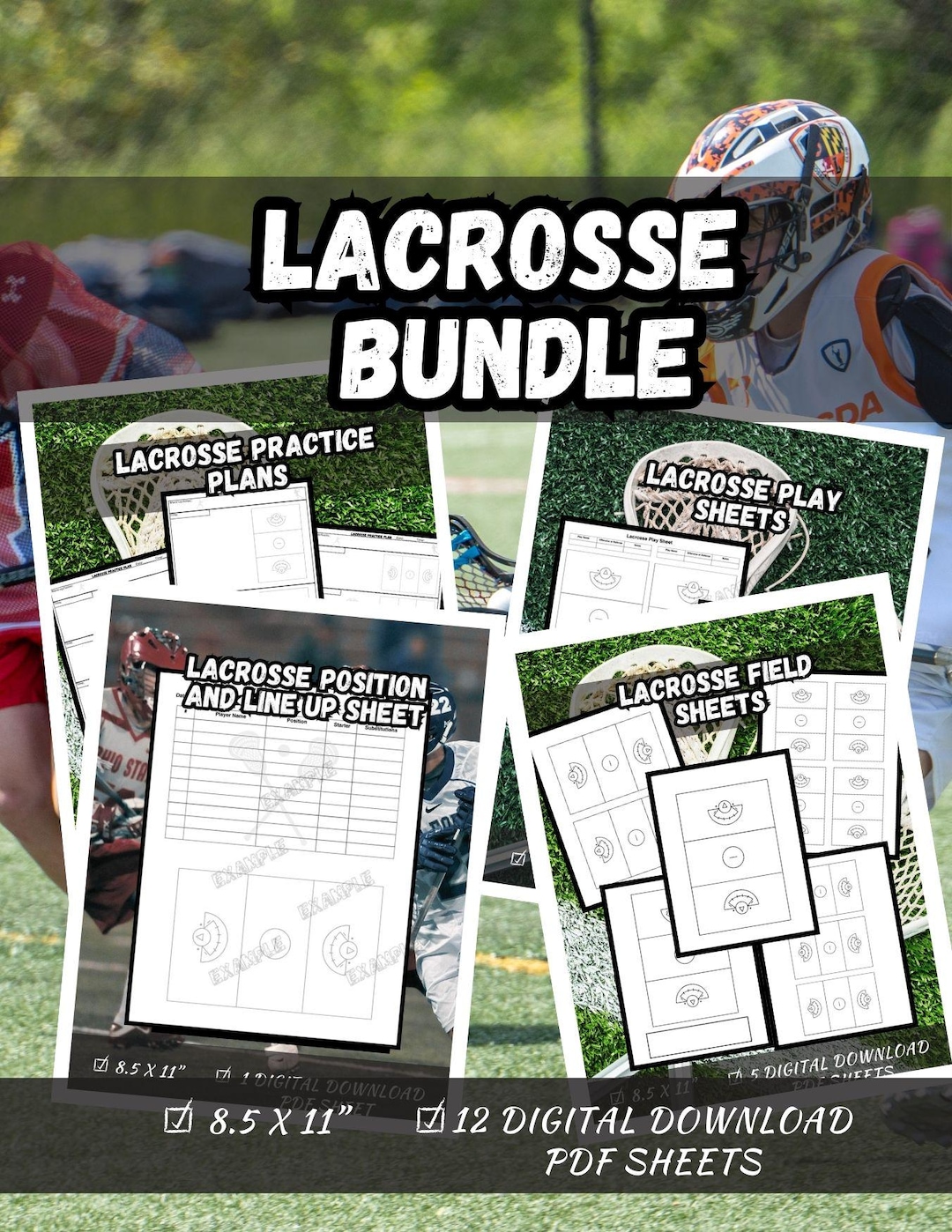 Lacrosse Practice Plan, Lineup, Field, and Play Sheets BUNDLE 8.5x11 ...