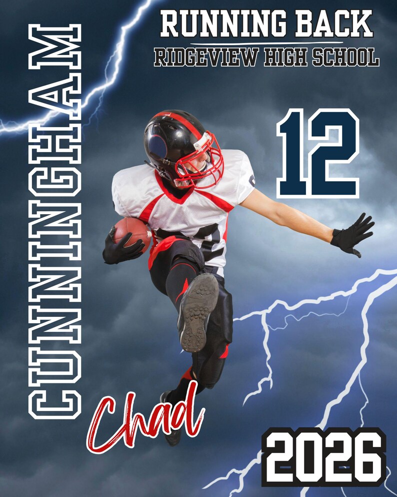 Editable Football Poster Template | Canva Sports Background for Senior ...