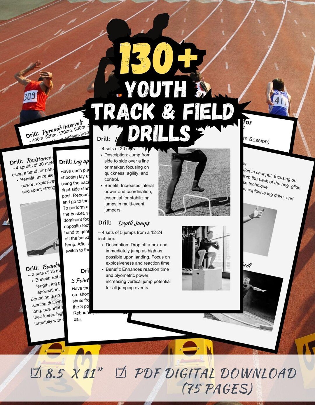 130 Youth Track and Field Drills 8.5x11" | Digital Download | 75 Pages ...