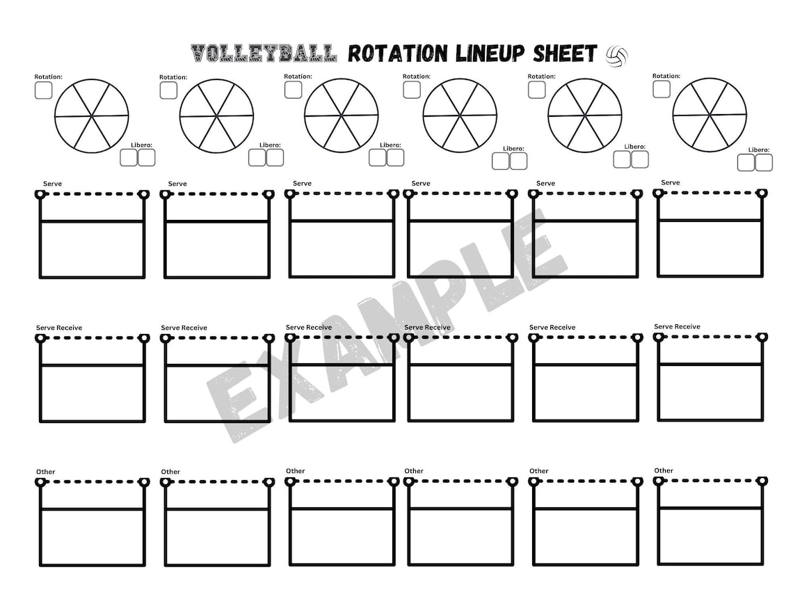 Volleyball Rotation Lineup Sheet for Volleyball Coach 8.5x11 | Digital ...
