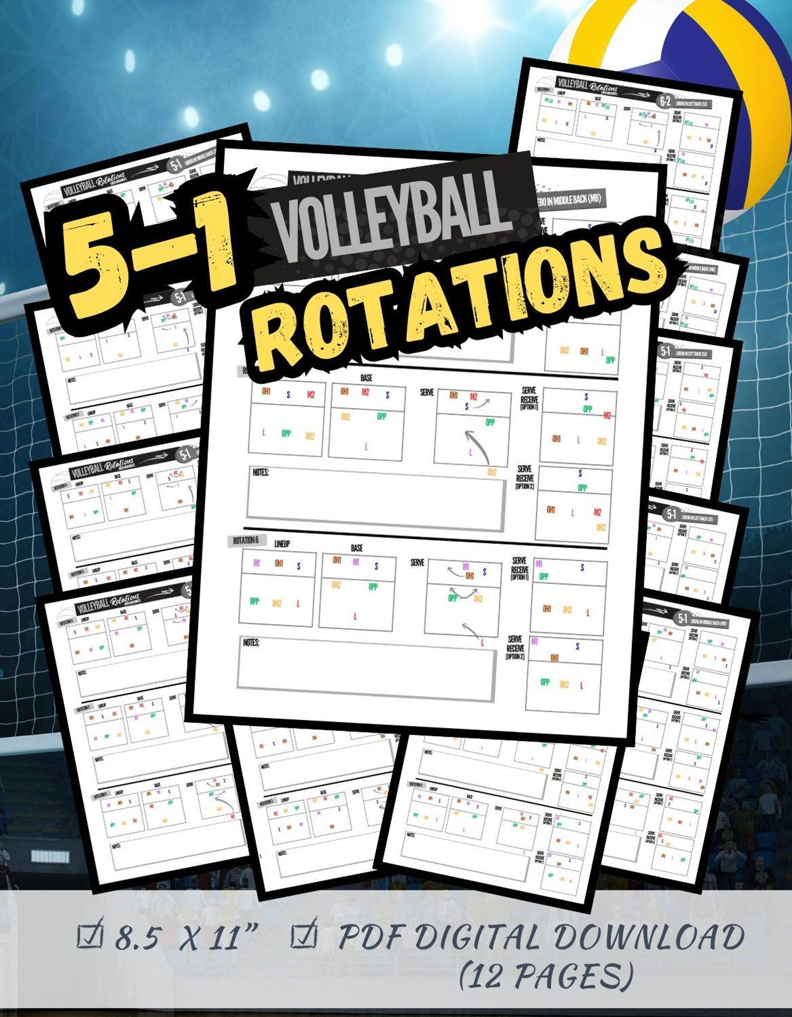 6-2, 5-1, 5-2, 4-2, & 6-6 Volleyball Rotation Sheets | 51 Printable PDF ...