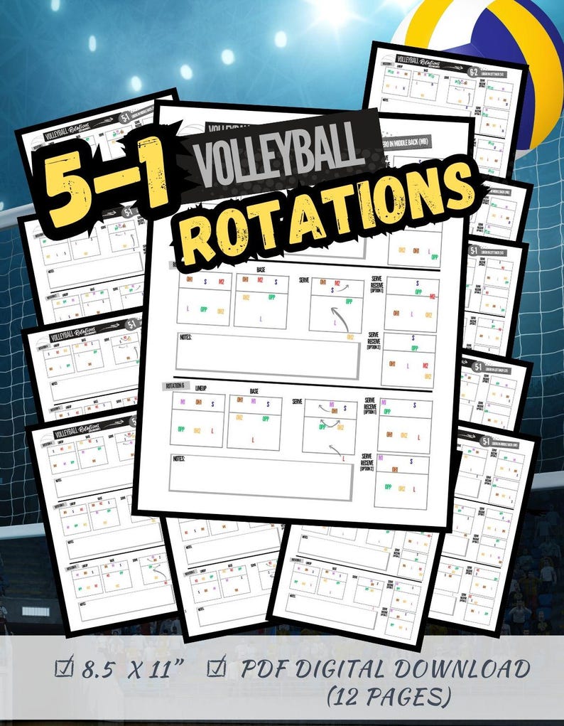 6-2, 5-1, 5-2, 4-2, & 6-6 Volleyball Rotation Sheets | 51 Printable PDF ...