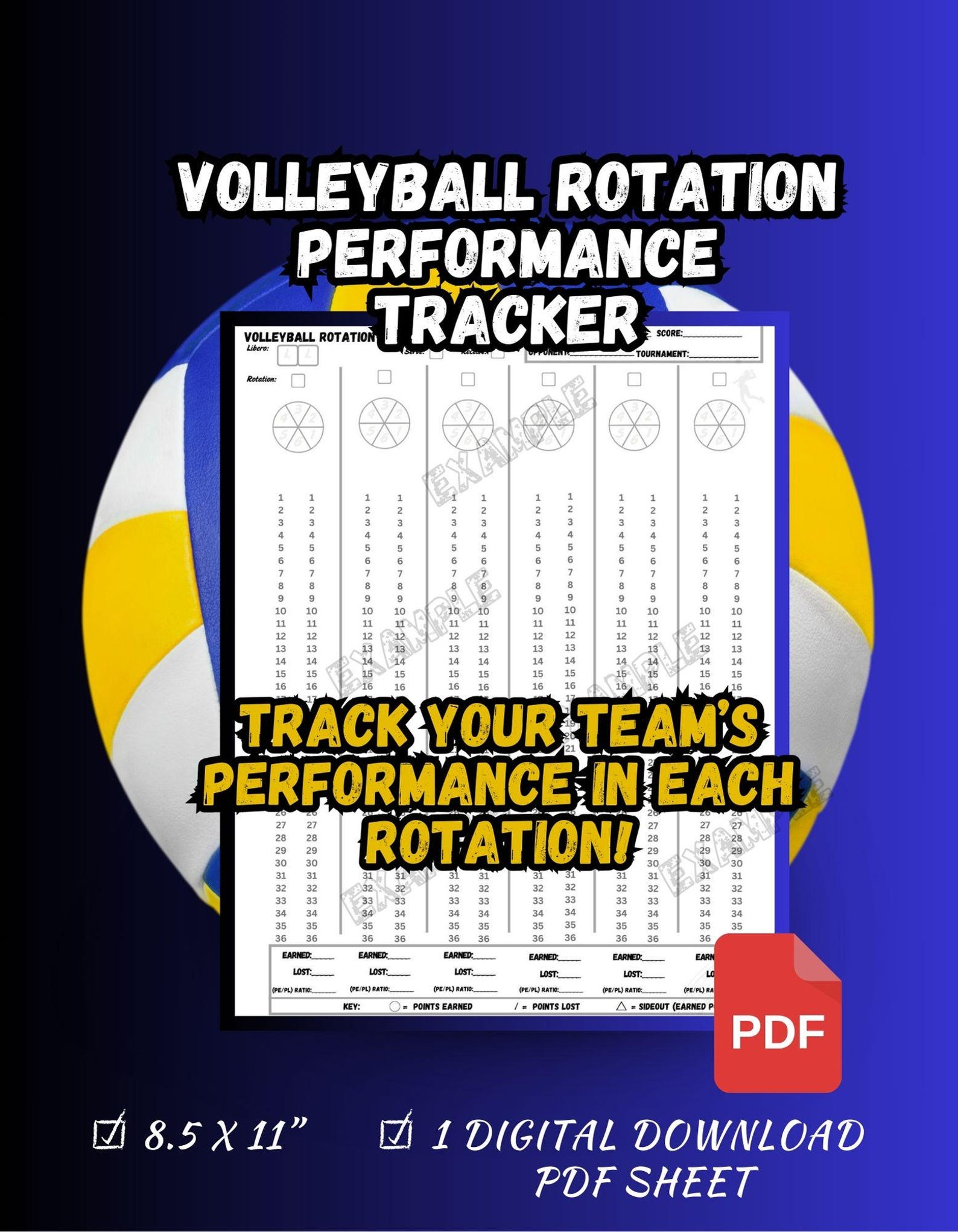 Volleyball Rotation Performance Tracker Sheet for Volleyball Coach 8 ...