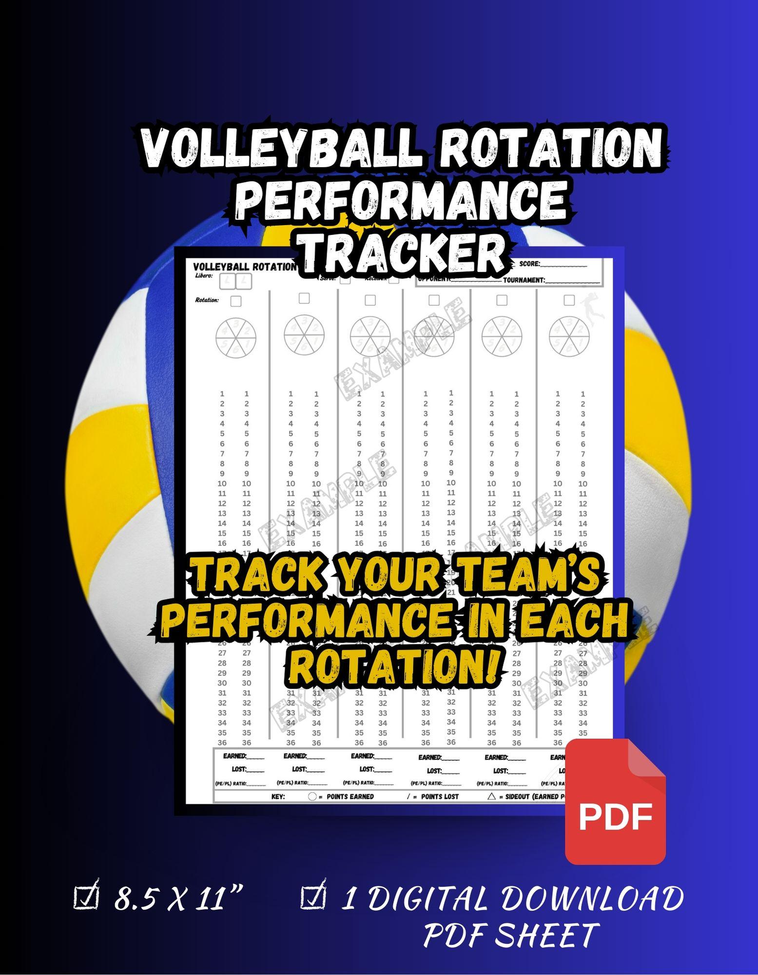 Volleyball Rotation Performance Tracker Sheet for Volleyball Coach 8 ...
