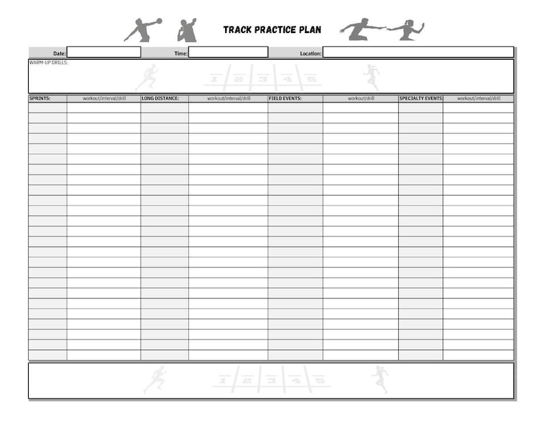 Track and Field Practice Plan Sheets 11 X 8.5" | 4 Digital Downloads ...