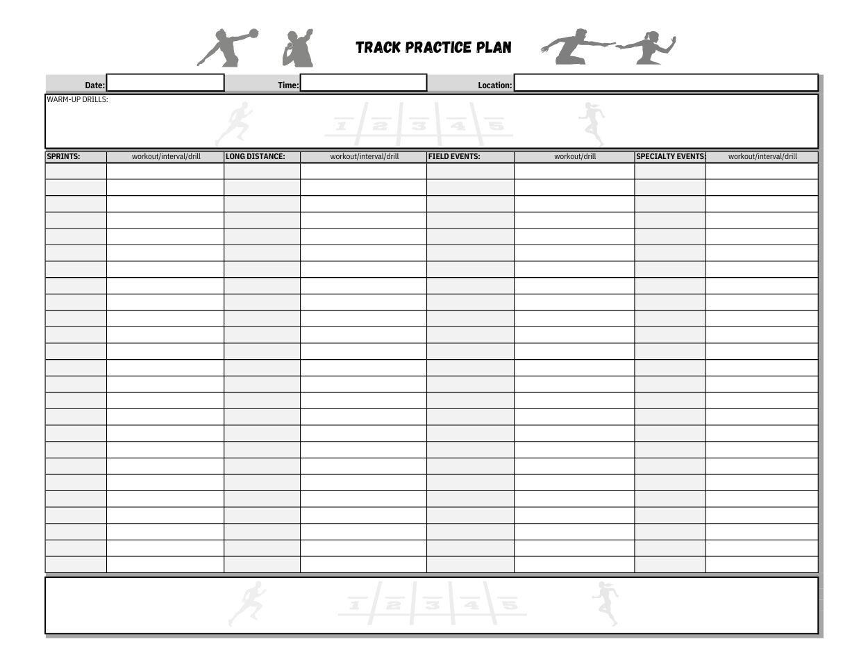 Track and Field Practice Plan Sheets 11 X 8.5" | 4 Digital Downloads ...