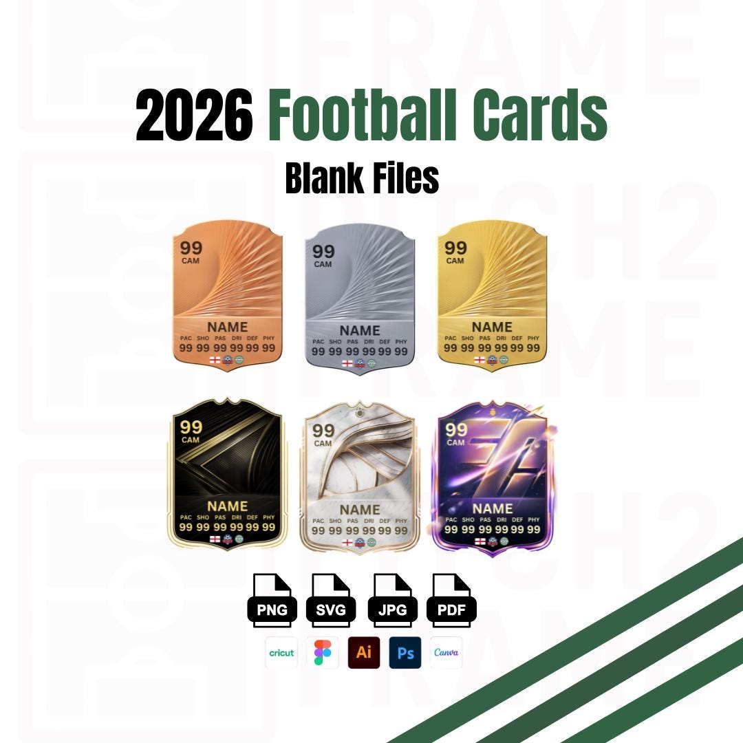 Blank Personalisable 2026 Football Ultimate Team Player Cards | 6 ...