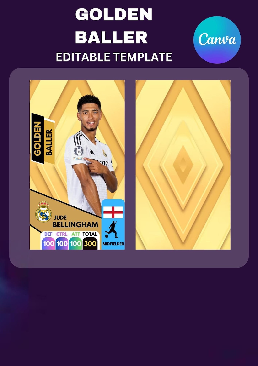 Blank Personalisable Golden Baller Card - Digital Download Template ...