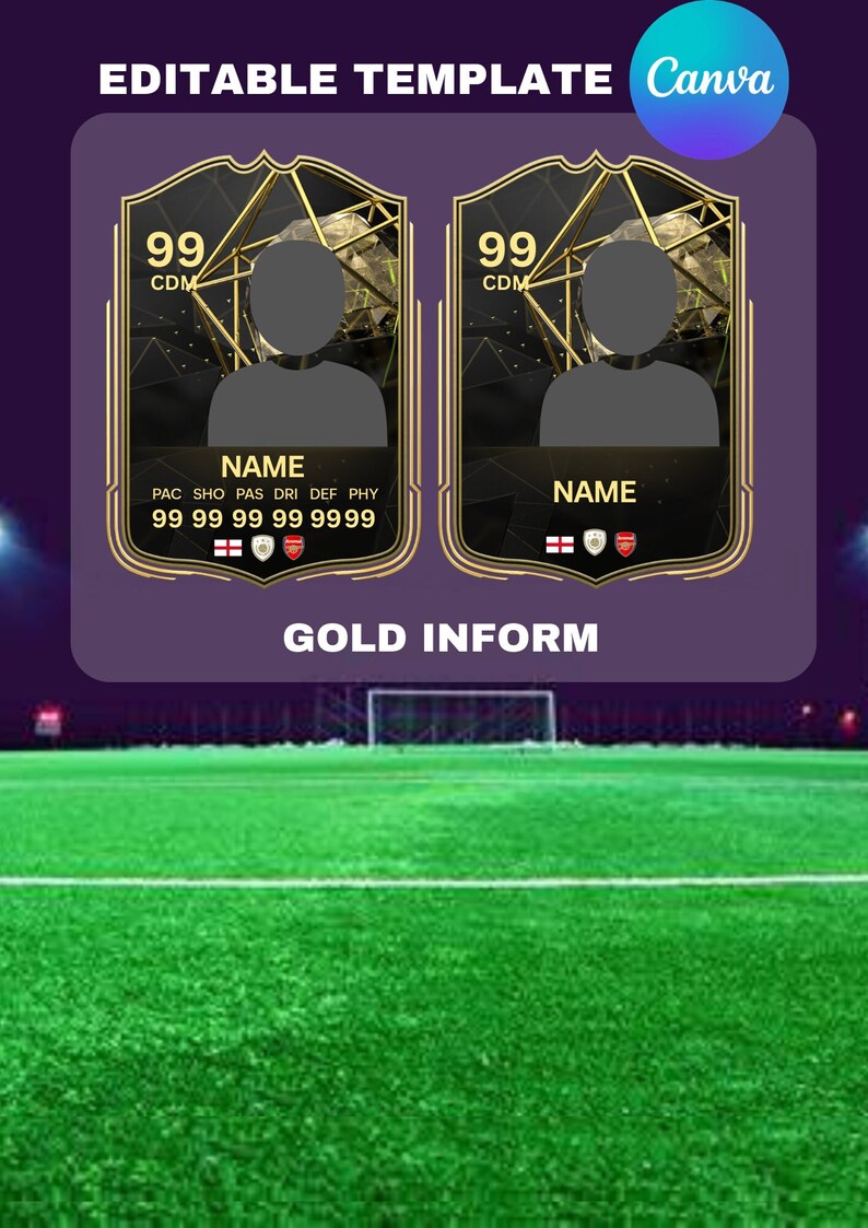 Customisable FIFA 24 Football Card, FUT Card, Football Card Canva ...