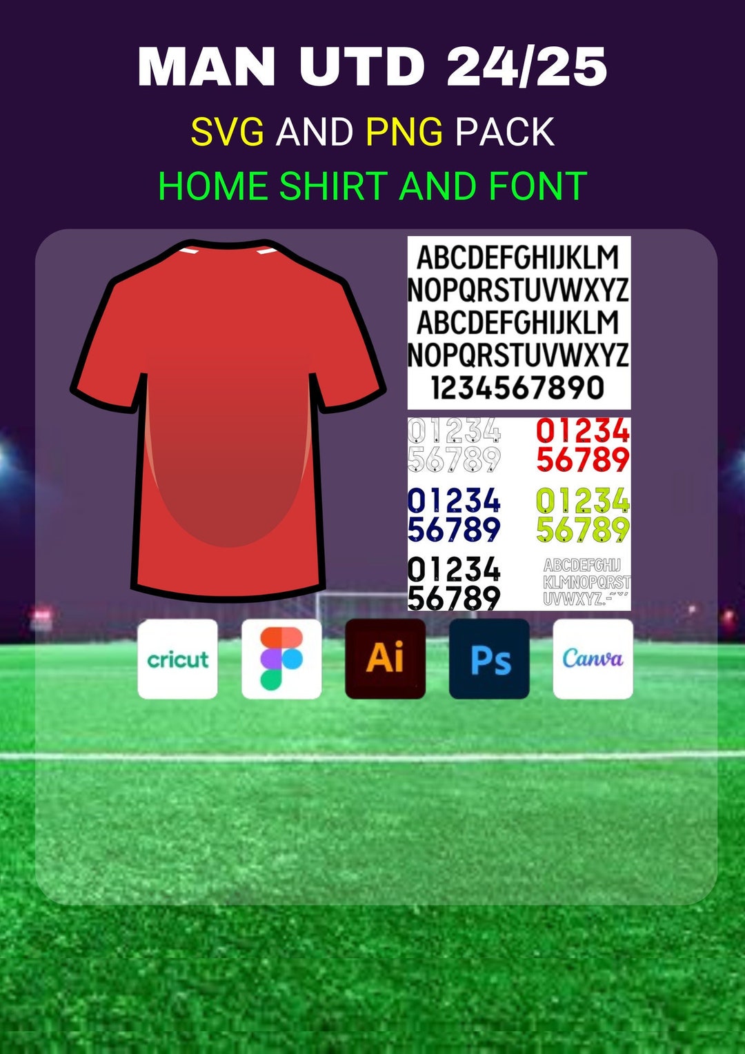 Manchester United Home 2024/25 Season SVG and PNG Pack Digital Download ...