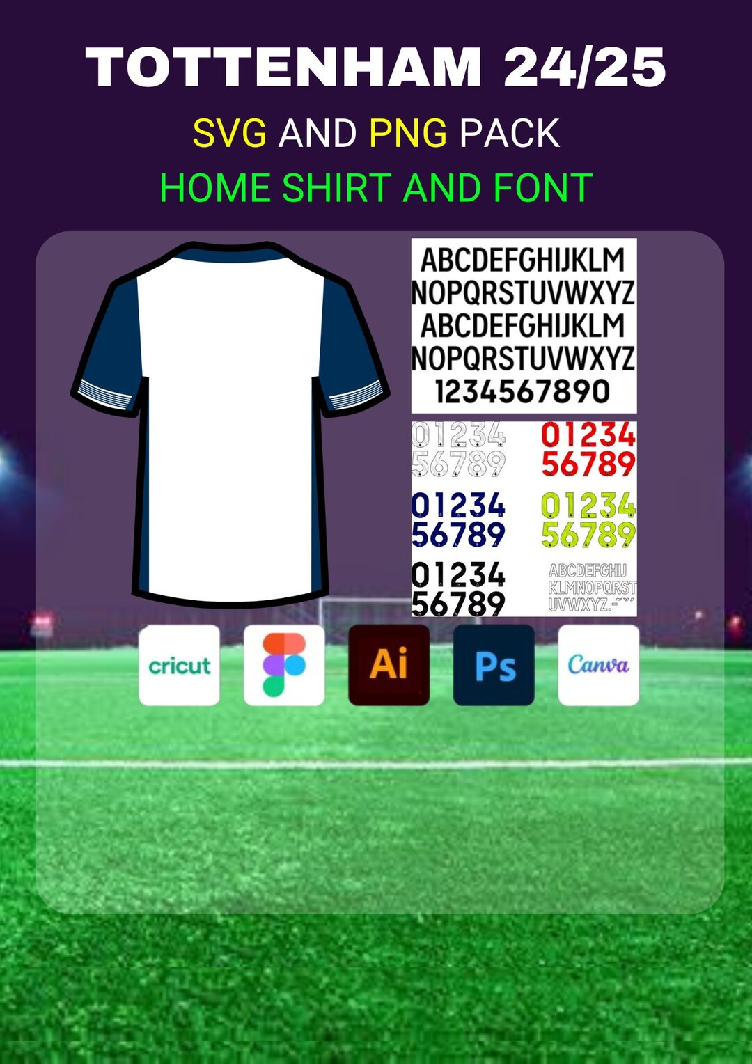 Tottenham Home 2024/25 Season SVG and PNG Pack Digital Download Shirt ...
