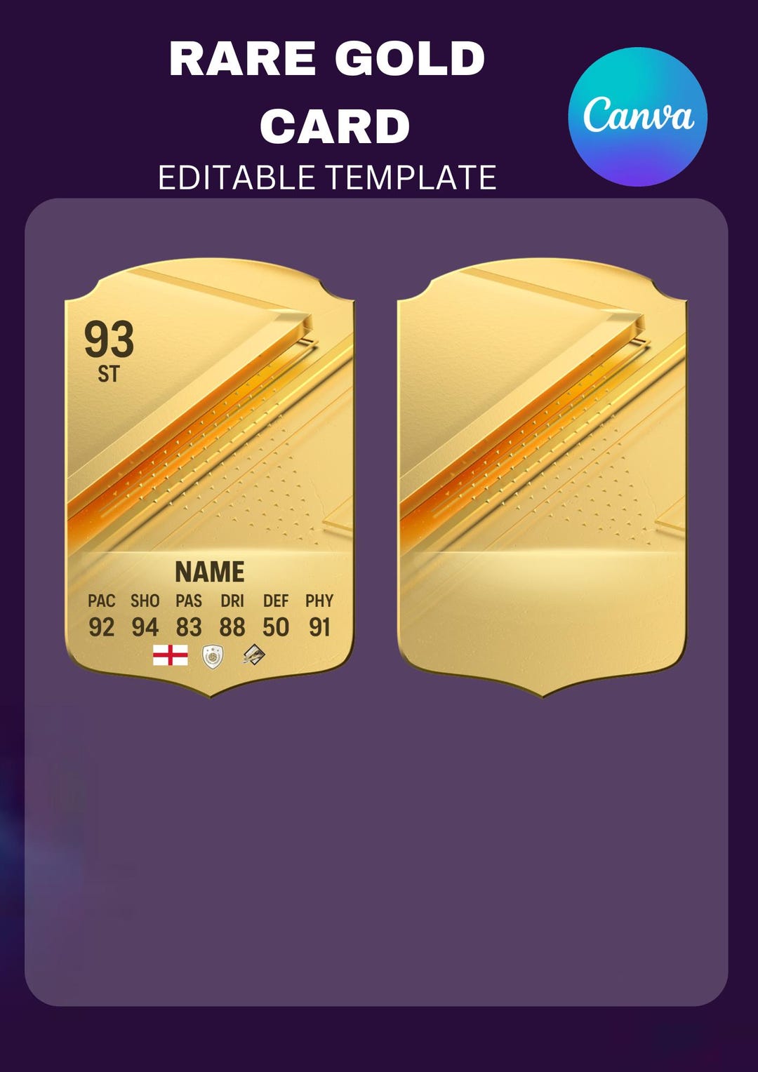 Blank Personalisable 2024 Football Ultimate Team Player GOLD Card ...