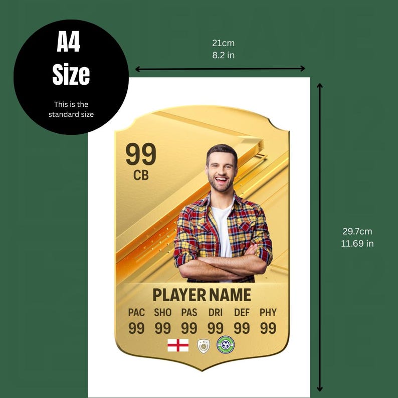 Blank Personalisable 2025 Football Ultimate Team Player Rare Gold Card ...