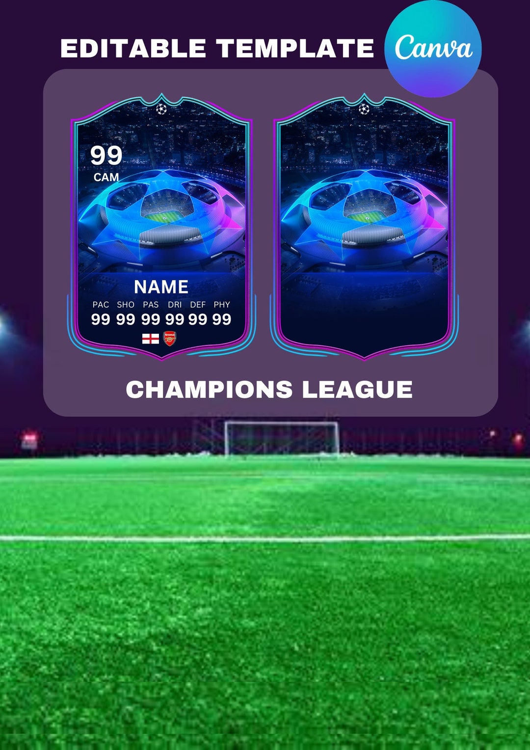 Customisable FIFA 24 Football Card, FUT Card, Football Card Canva ...