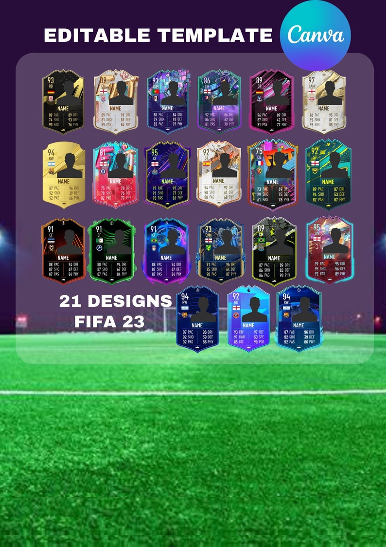 Blank Personalisable FIFA 23 Football Ultimate Team Player Cards 21 ...