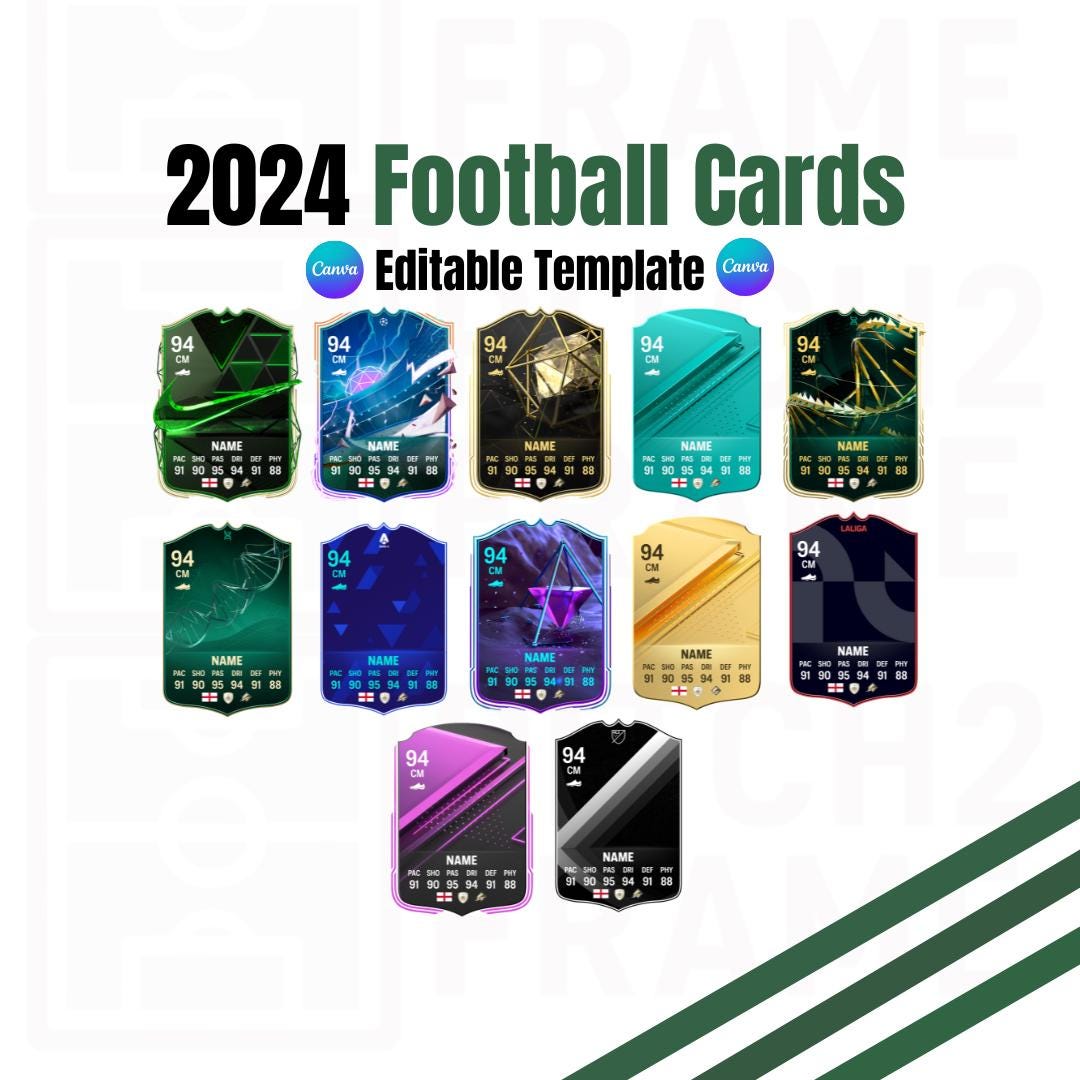 Blank Personalisable 2024 Football Team Player Cards | 12 Designs ...