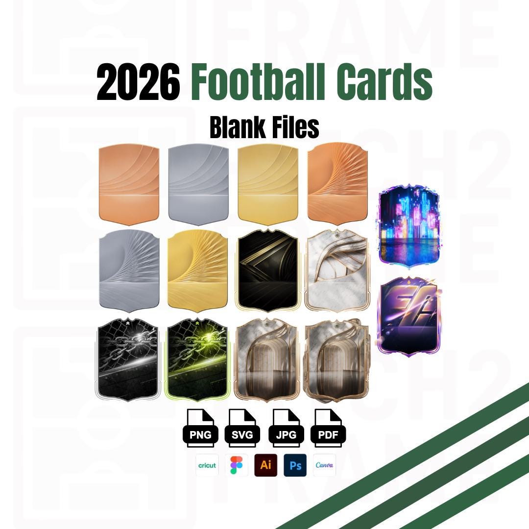 Blank Personalisable 2026 Football Team Player Cards | 14 Designs ...