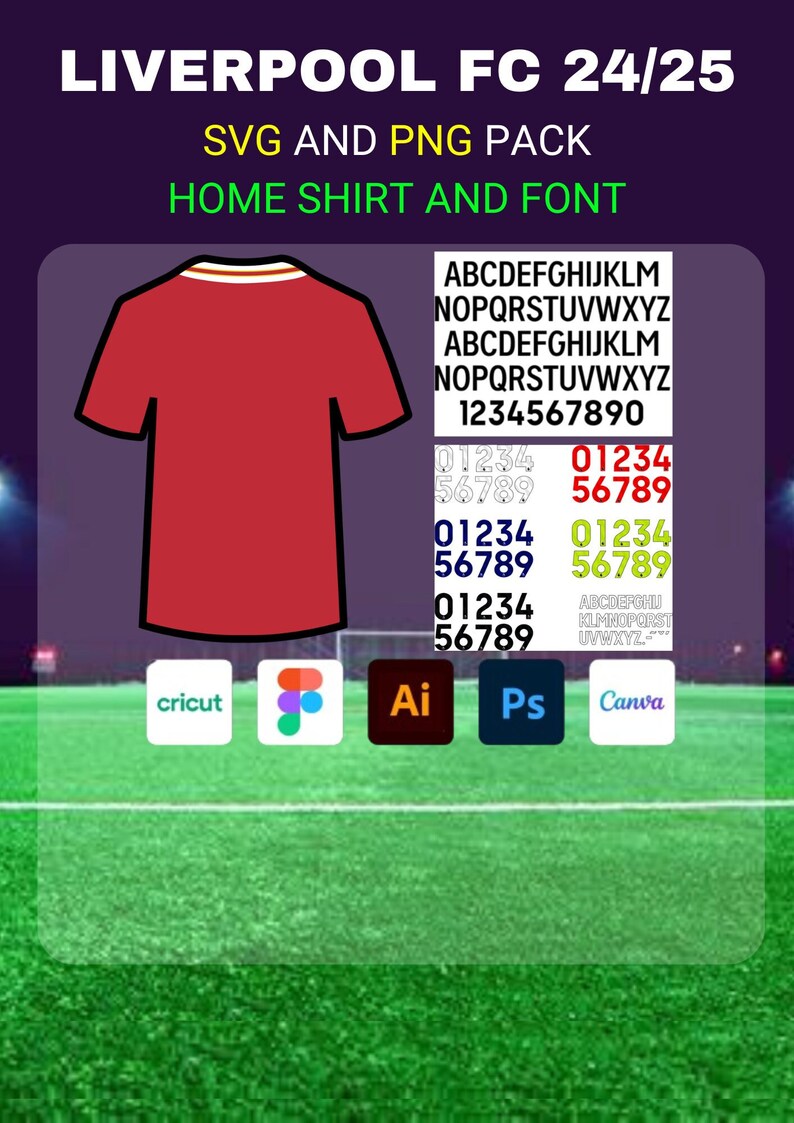 Liverpool FC Home 2024/25 Season SVG and PNG Pack Digital Download ...