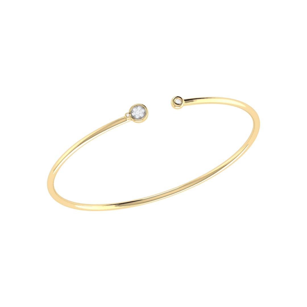 18K Gold Diamond Bracelet, Open Bangle, Bangle Bracelet for Women ...