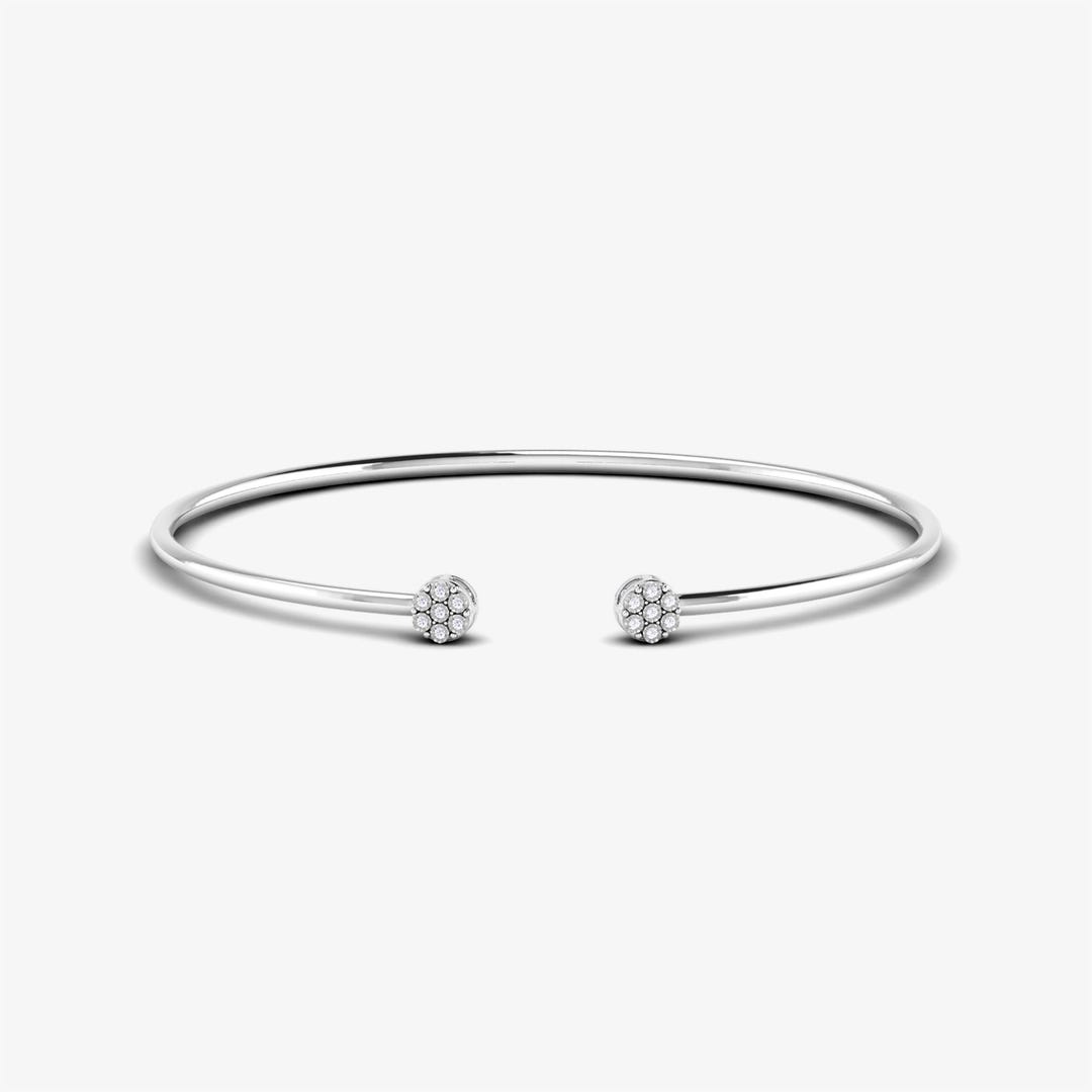 18K Solid Gold Open Cuff Diamond Bangle, Dainty Diamond Bracelet, 18K ...