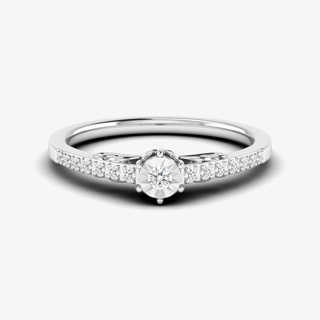 14K Gold Diamond Ring, Engagement Ring, Classic Solitaire Ring, Heart ...