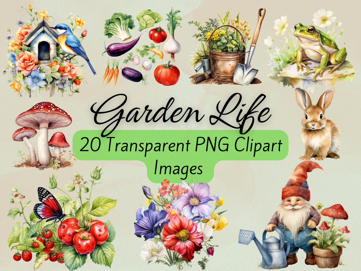Watercolor Garden Clipart Bundle, Wild Flower Clipart, Gardening ...