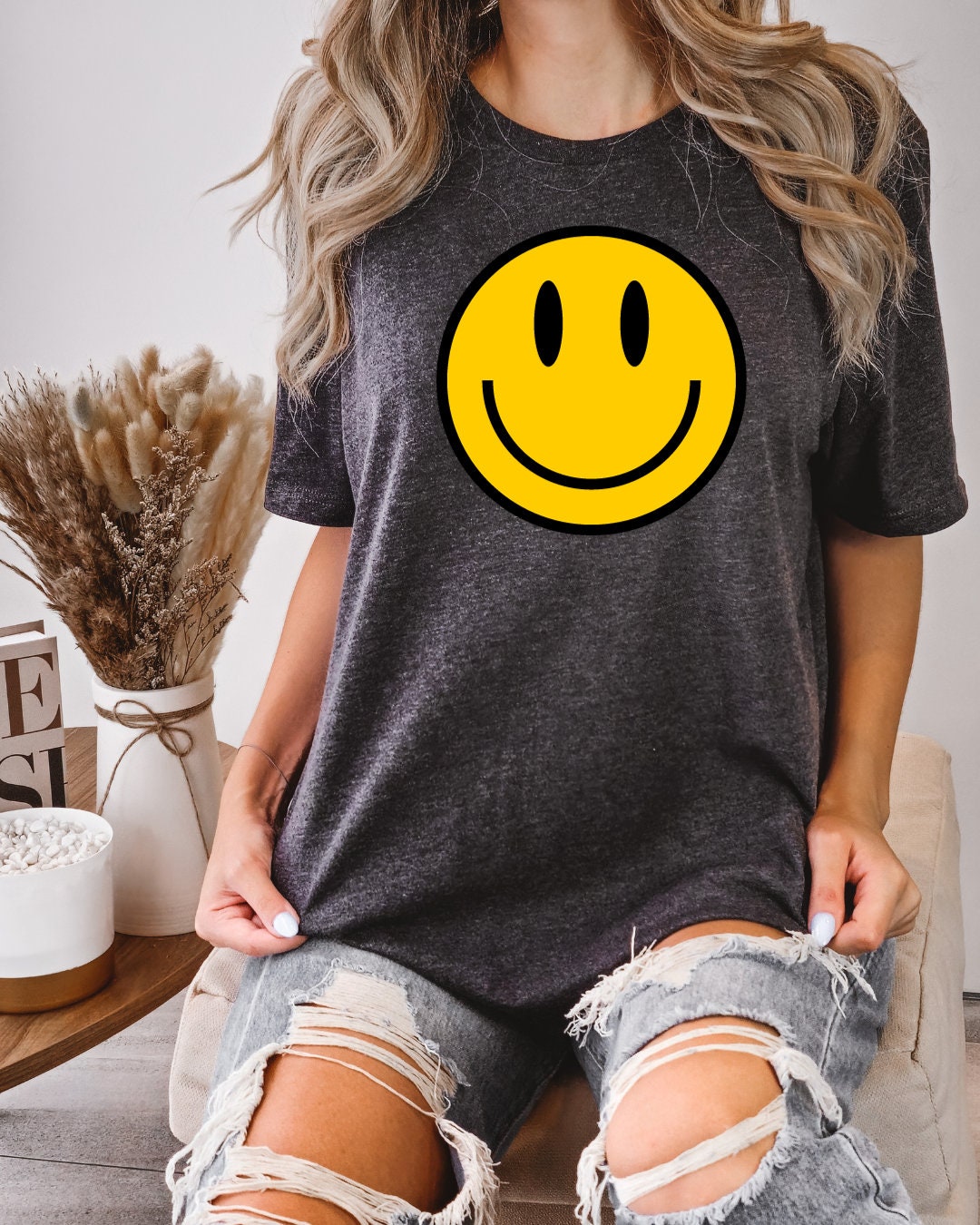 Yellow Smiley Face Sunshine-inspired Tee Radiating Joy Shirt Vibrant ...