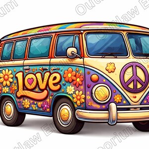 70s Hippie Van PNG, Retro Camper Clipart, Vintage Boho Van, Digital ...