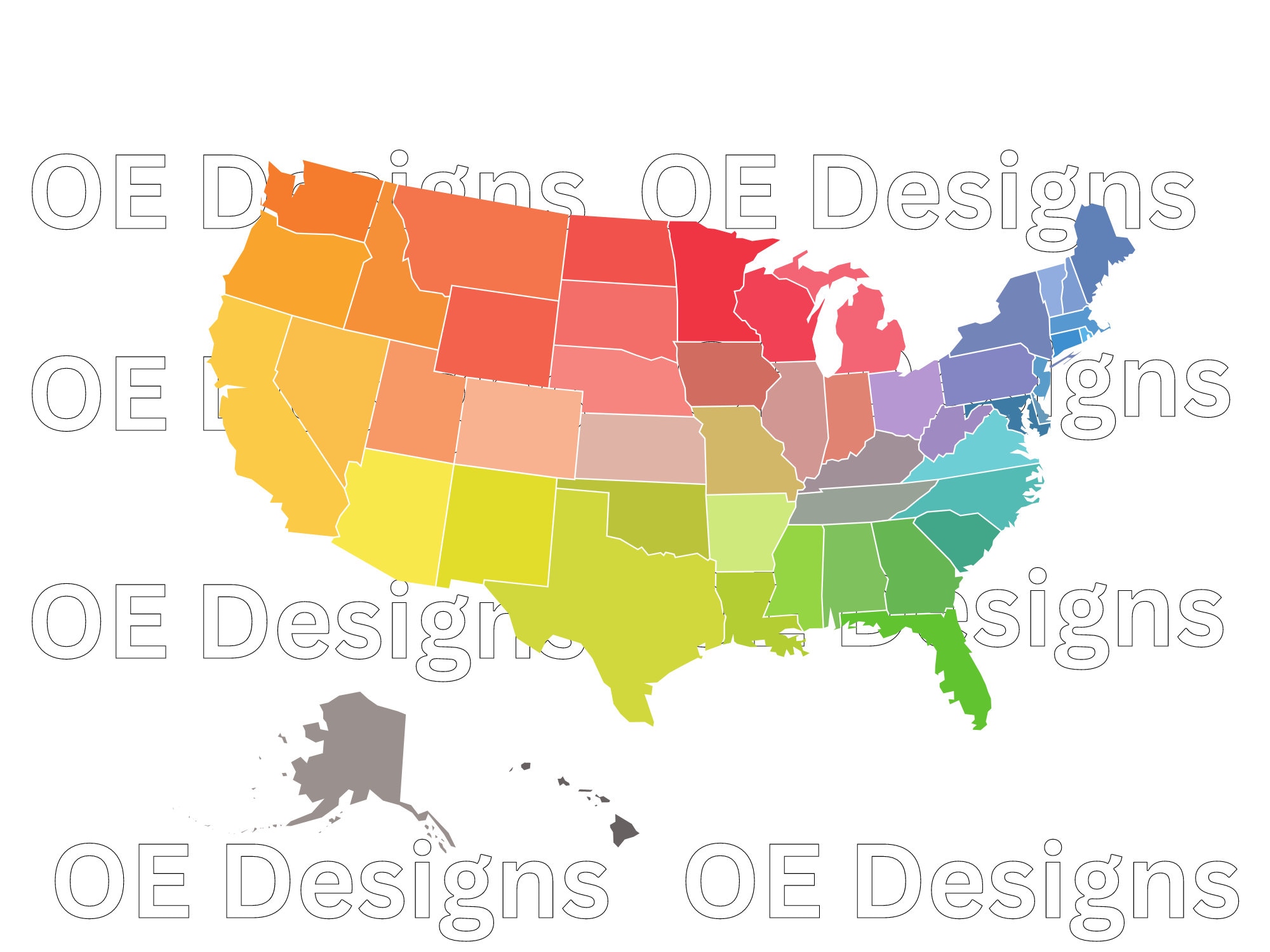 US Color Map Svg, United States Color Map Svg, USA Map Svg, US Map ...