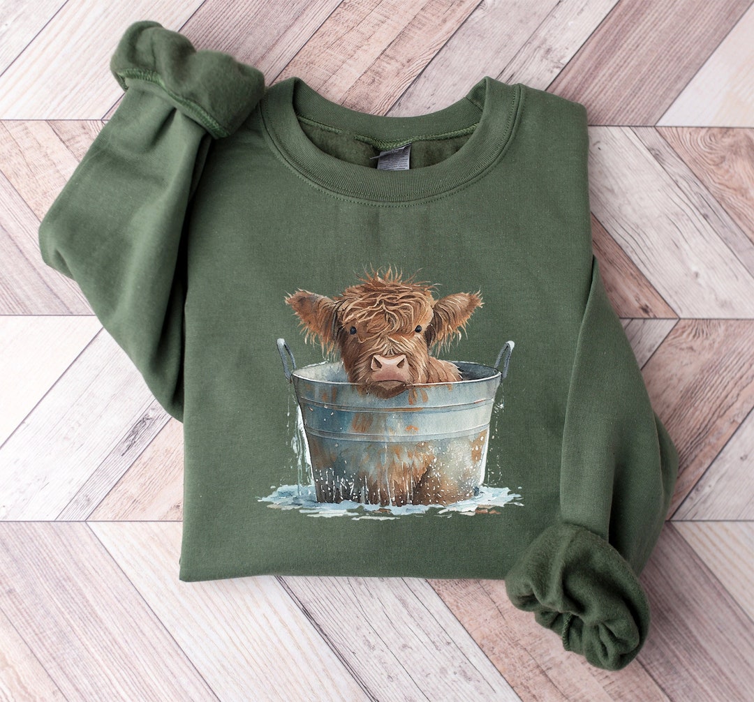 Highland Cow Calf Farm Sweatshirt, Western Sweatshirt, Cowgirl ...