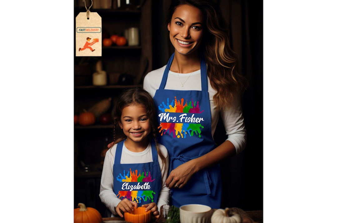 Personalized Kindergarten Art Party Apron, Elementery School Teacher ...