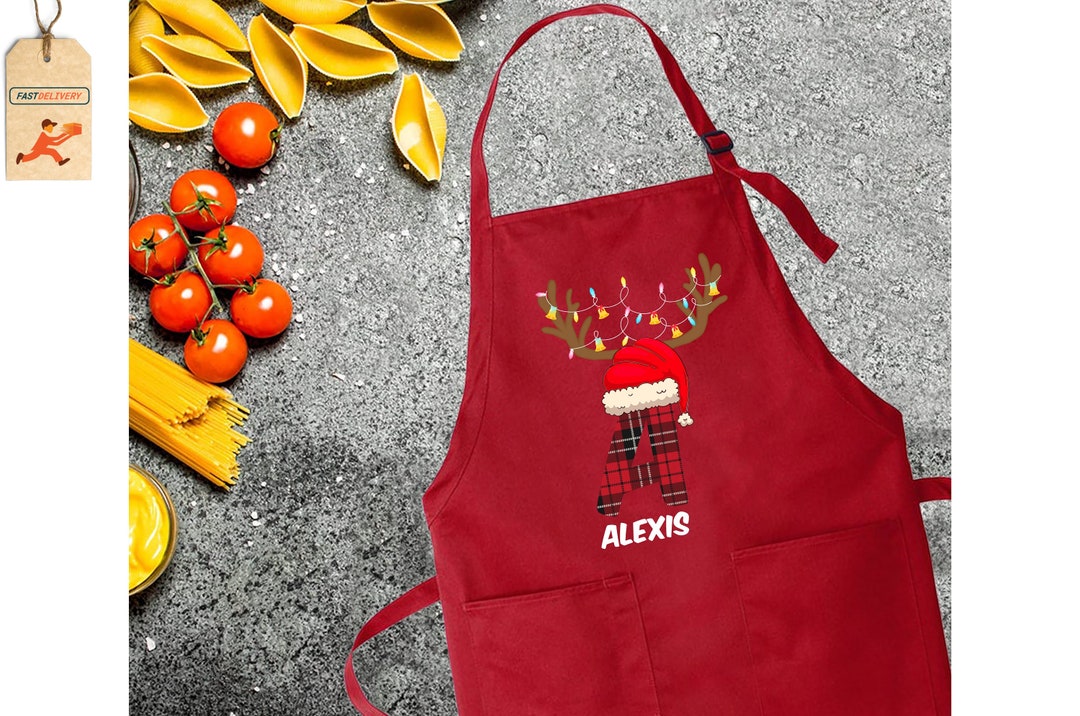 Christmas Alphabet Plaid Apron, Christmas Alphabet Apron, Christmas ...