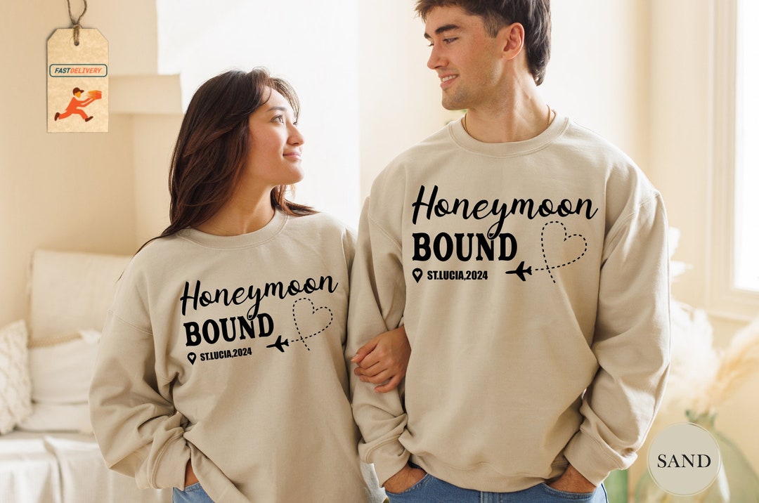 Personalized Honeymoon Bound Sweatshirt, Couples Matching, Couples ...
