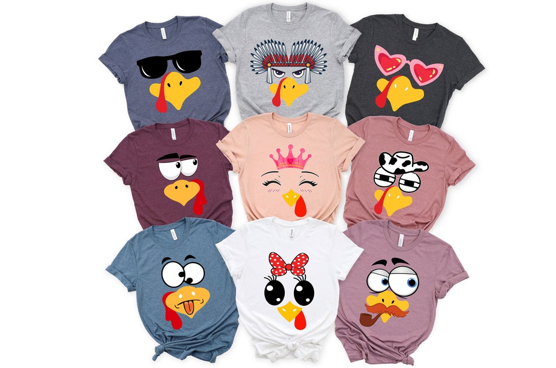 Funny Face Turkey Shirts, Thanksgiving Group Shirts, Thanksgiving ...