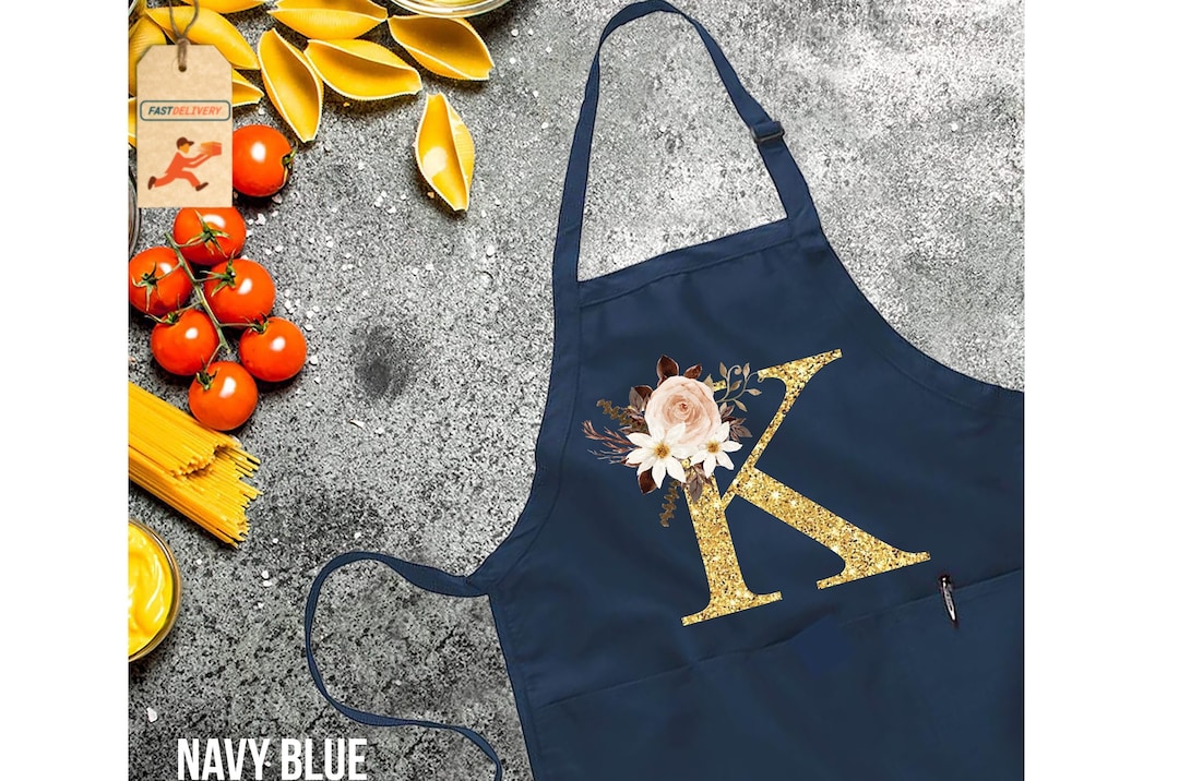 Personalized Initial Apron, Monogram Kitchen Apron, Glitter Design ...