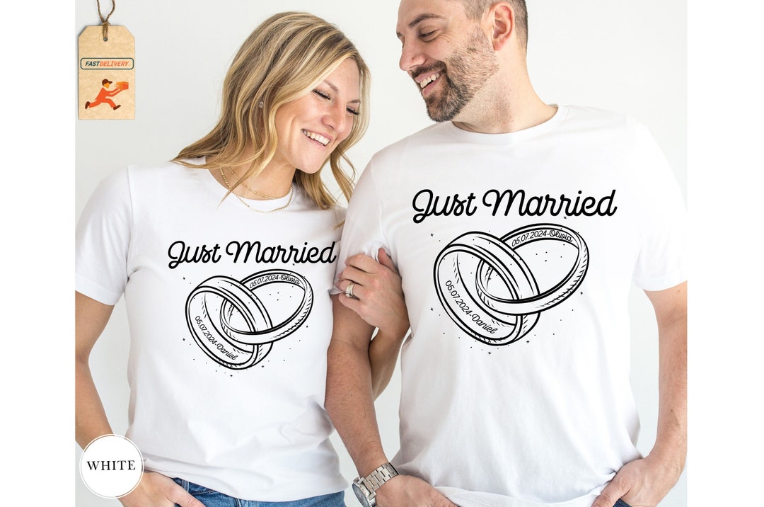 Personalized Just Married Shirts, Custom Rings Name Shirts, Custom Just ...