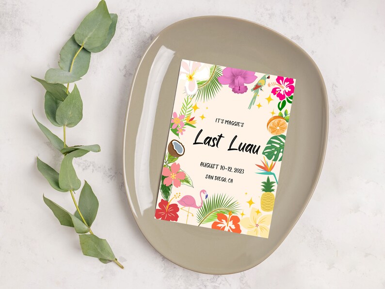 Last Luau Hawaiian Tropical Beach Bachelorette Party Invite - Etsy