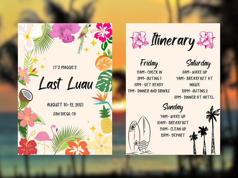 Last Luau Hawaiian Tropical Beach Bachelorette Party Invite - Etsy