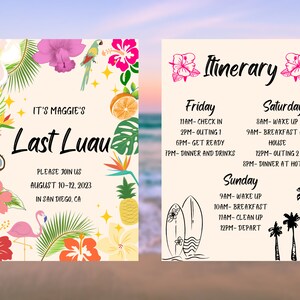 Last Luau, Hawaiian, Tropical, Beach Bachelorette Party Invite and ...