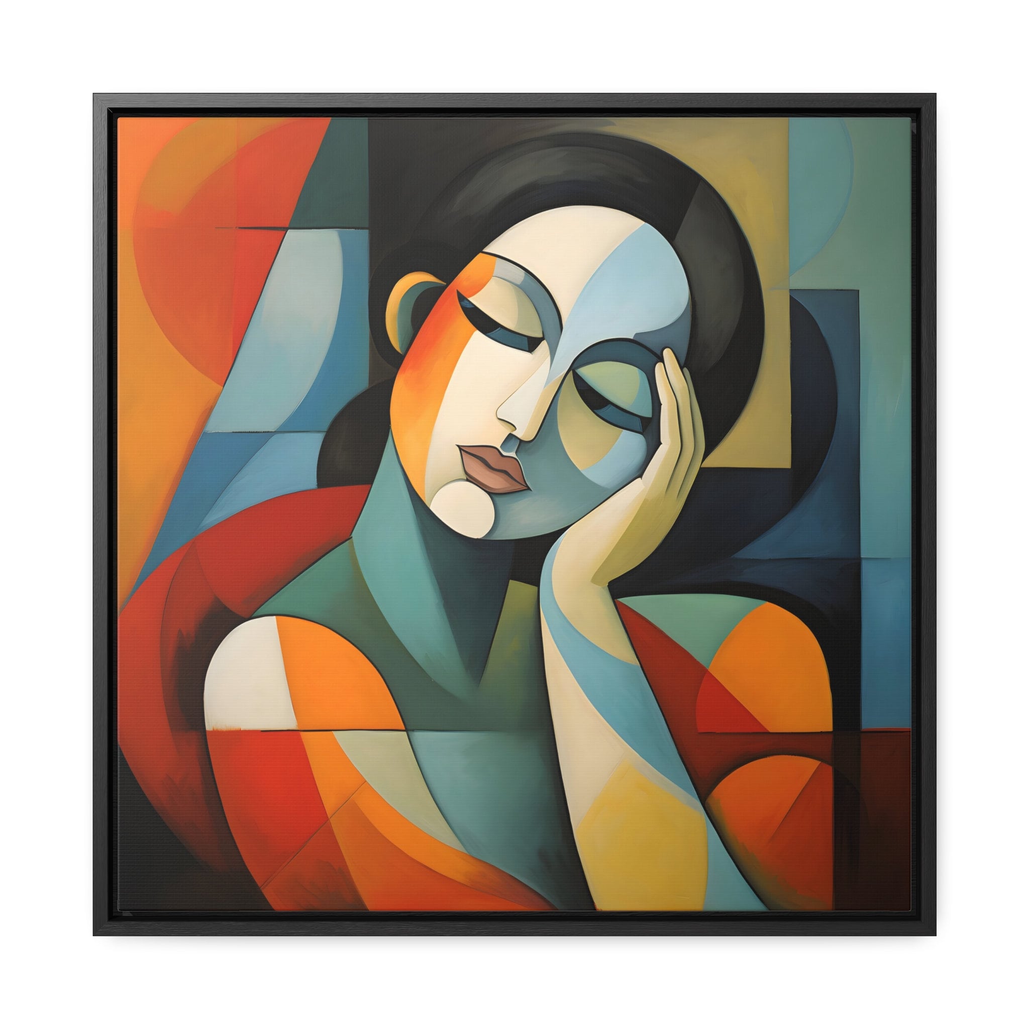 Picasso, Blue Cubist Woman Eyes Closed Pastel, Gallery Canvas Wraps ...