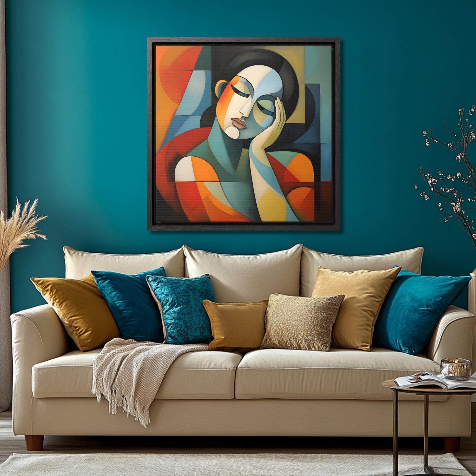 Picasso, Blue Cubist Woman Eyes Closed Pastel, Gallery Canvas Wraps ...