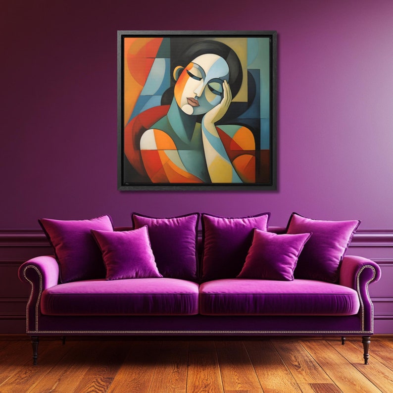 Picasso, Blue Cubist Woman Eyes Closed Pastel, Gallery Canvas Wraps ...
