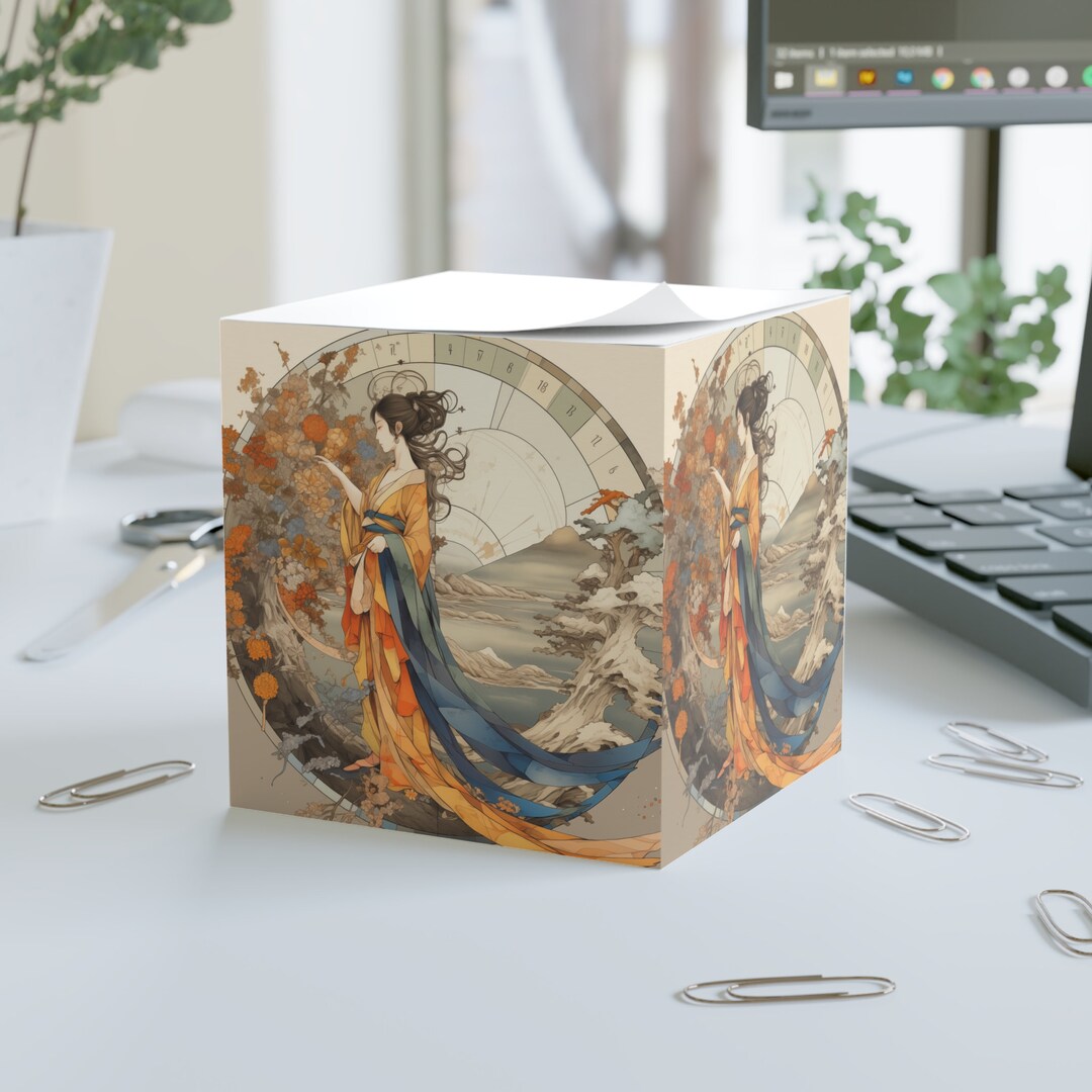 Note Cube, Asian Woman, Ukiyo-e Style - Etsy